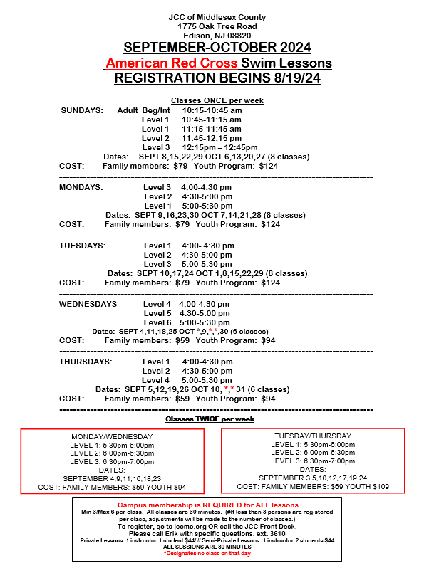 JCC of Middlesex County-Jewish Community Center, NJ New Jersey - AQUATICS